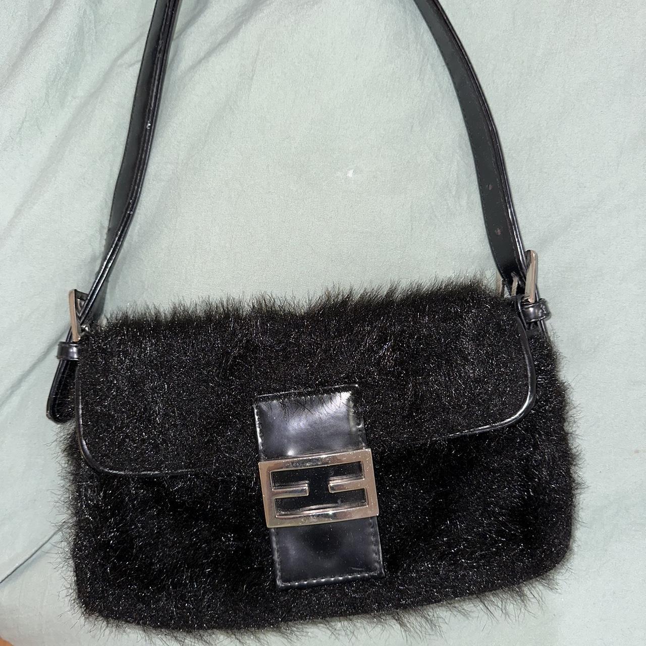 black fuzzy purse looks like a fendi baguette - Depop