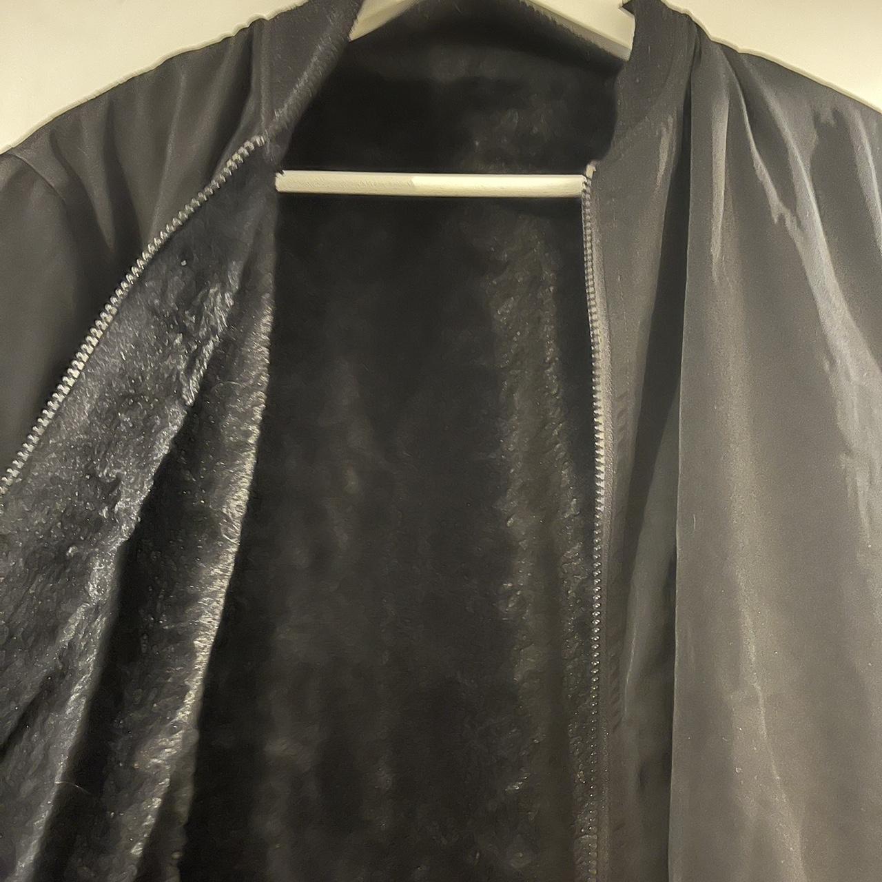 Reversible / fur lined black bomber jacket - Depop