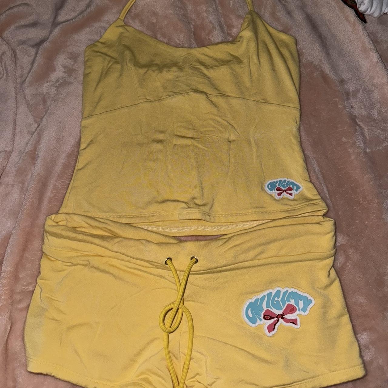 yellow ribbon boy omighty set worn once top -medium... - Depop