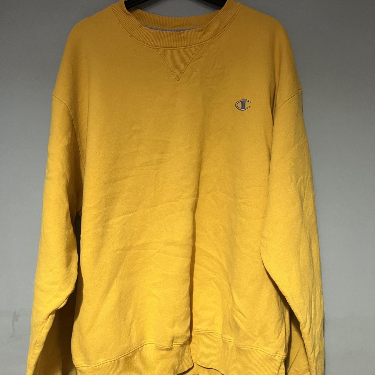 Vintage oversized yellow champion sweater /... - Depop