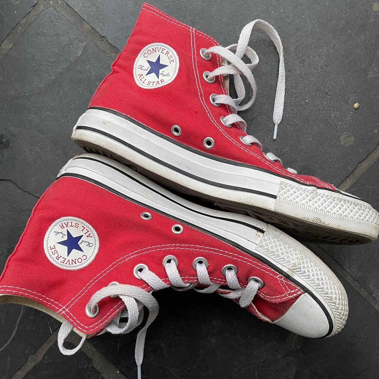 Converse red All star Chuck Taylor UK size 4 Worn... - Depop