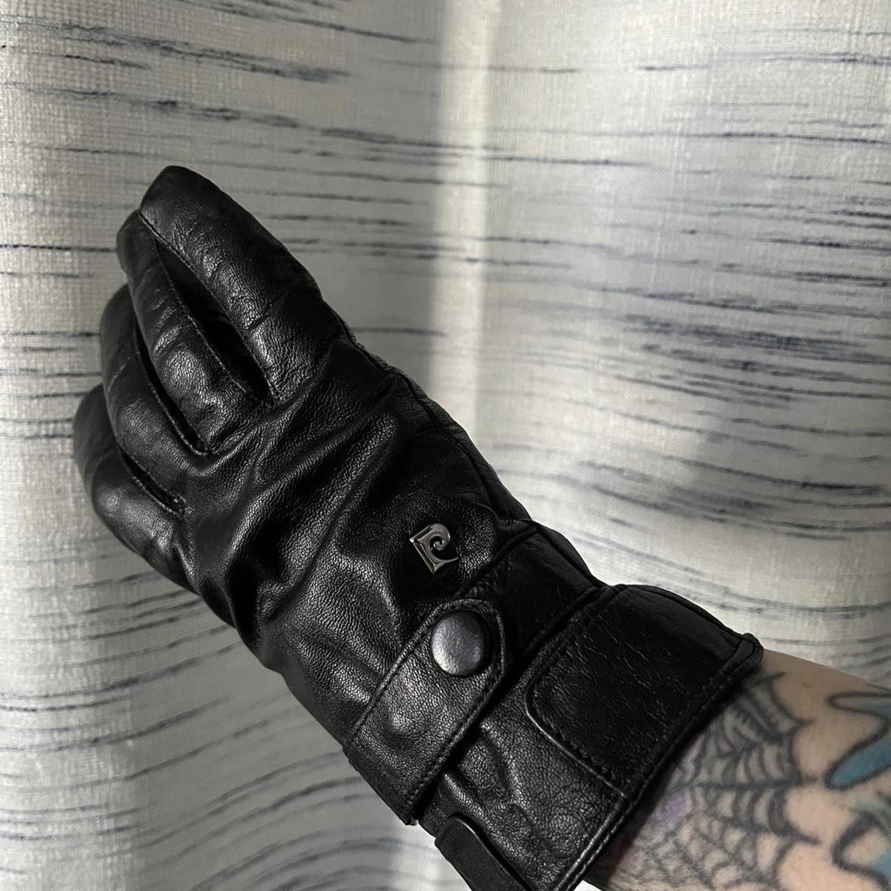 Black leather driving gloves Straps on... - Depop
