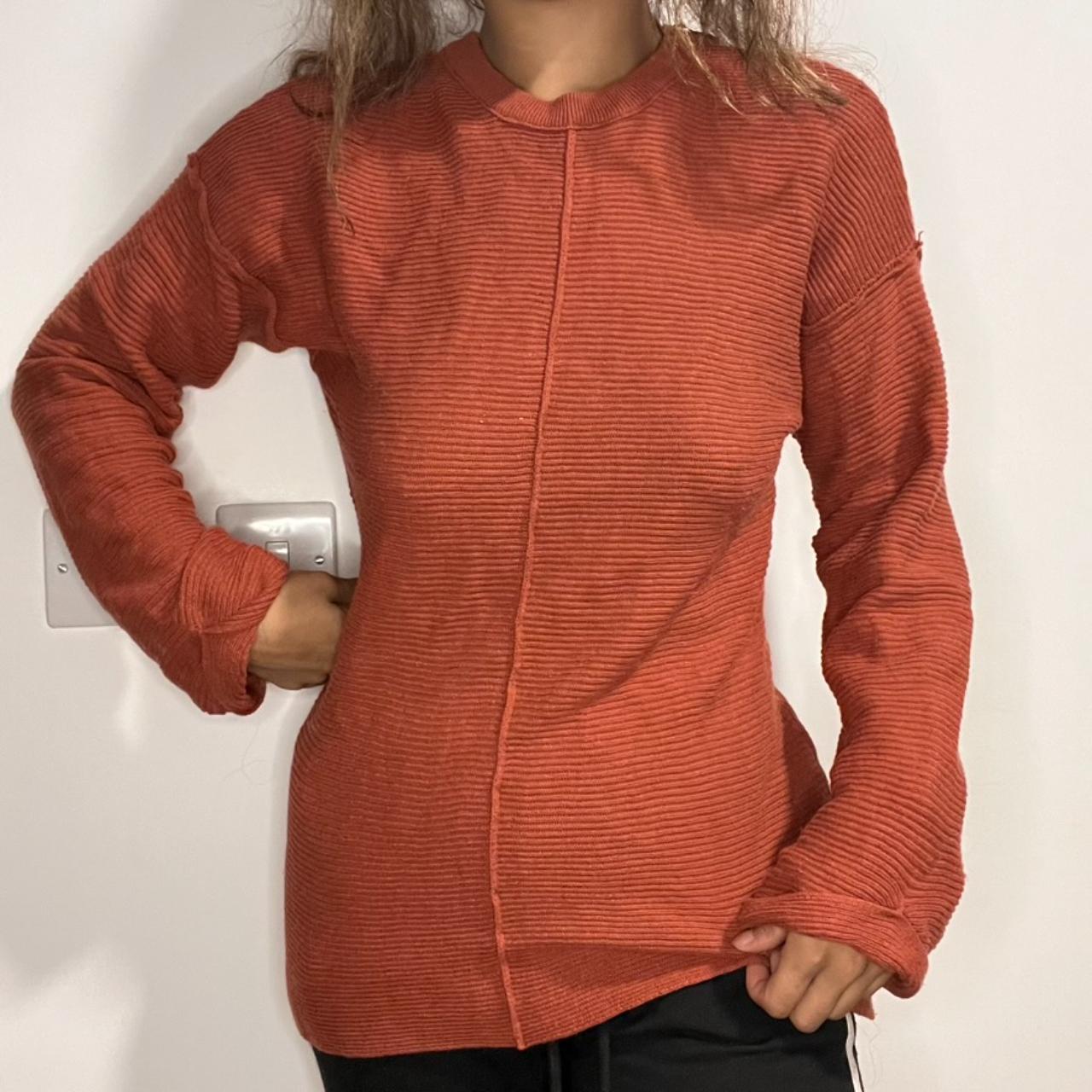 Rust orange classic ribbed vintage style jumper | Depop
