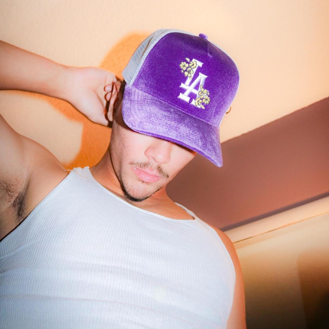 Custom LA fitted hat purple velvet high quality 💜... - Depop