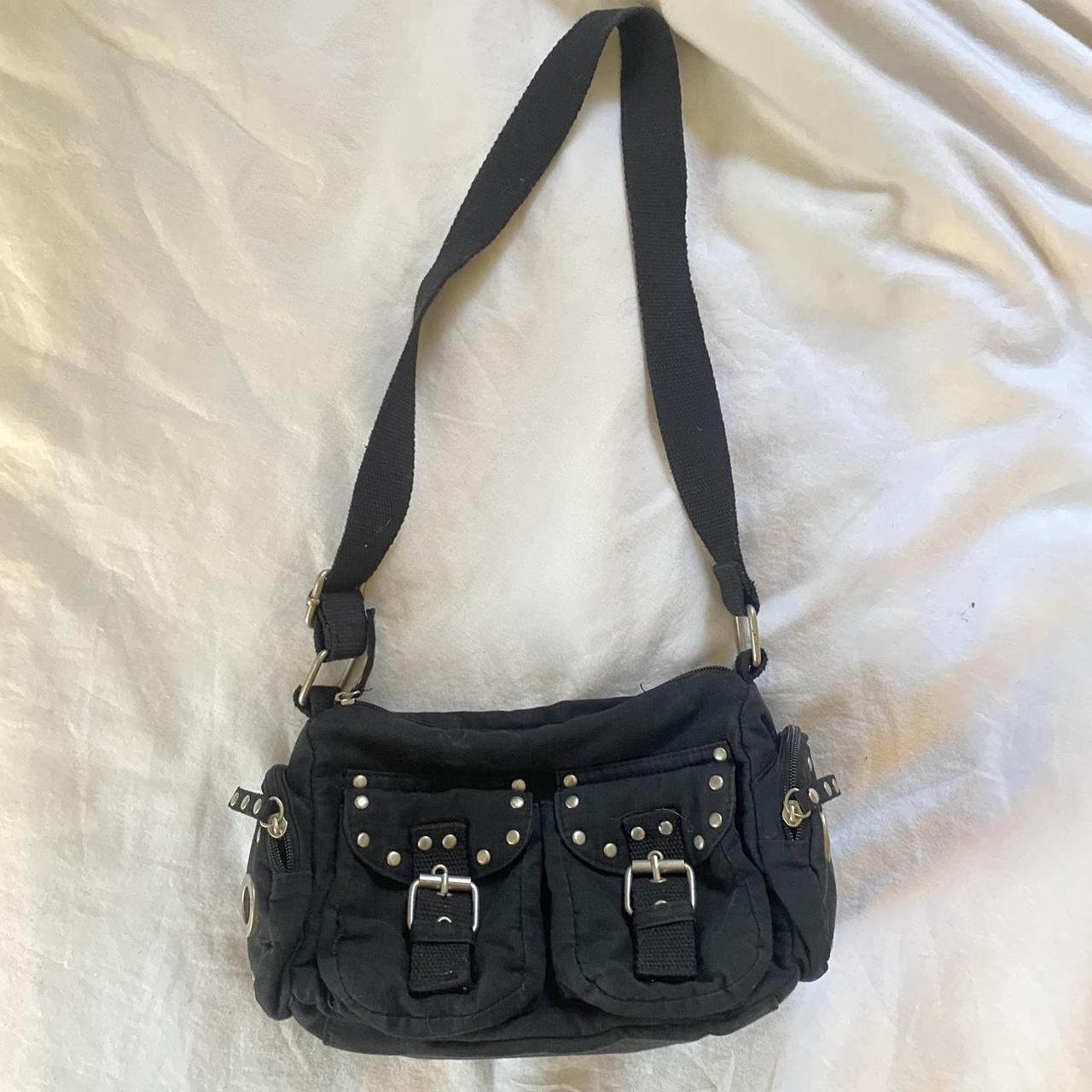 bolted y2k black shoulder bag or can be a crossbody!... - Depop