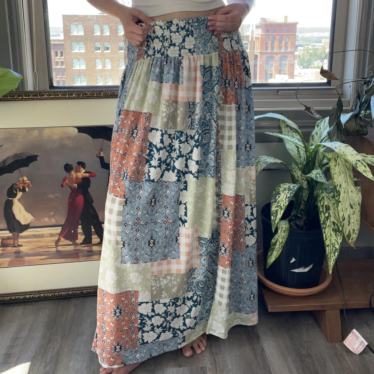 vintage cato patchwork maxi skirt pinned on me,... - Depop