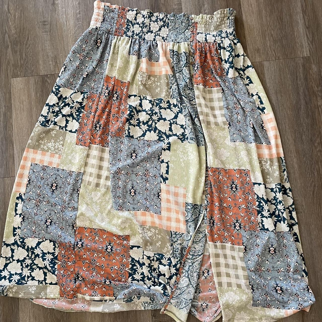 vintage cato patchwork maxi skirt pinned on me,... - Depop