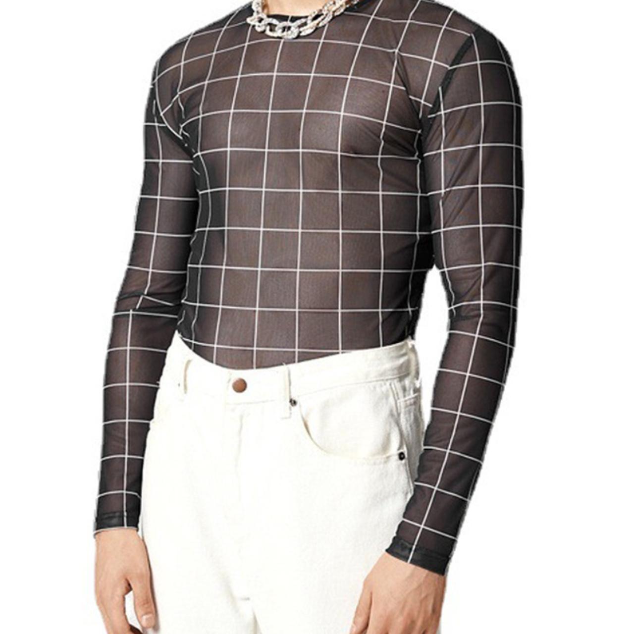 Black Mesh Transparent Long Sleeves Top T-Shirt - Depop