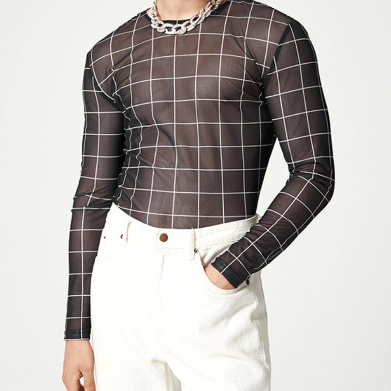 Black Mesh Transparent Long Sleeves Top T-Shirt - Depop