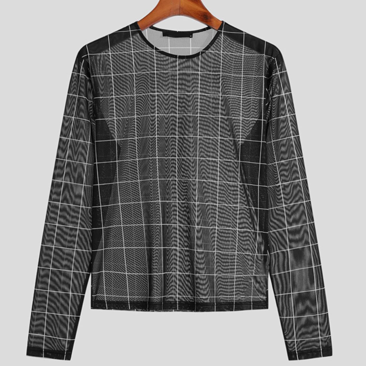 Black Mesh Transparent Long Sleeves Top T-Shirt - Depop