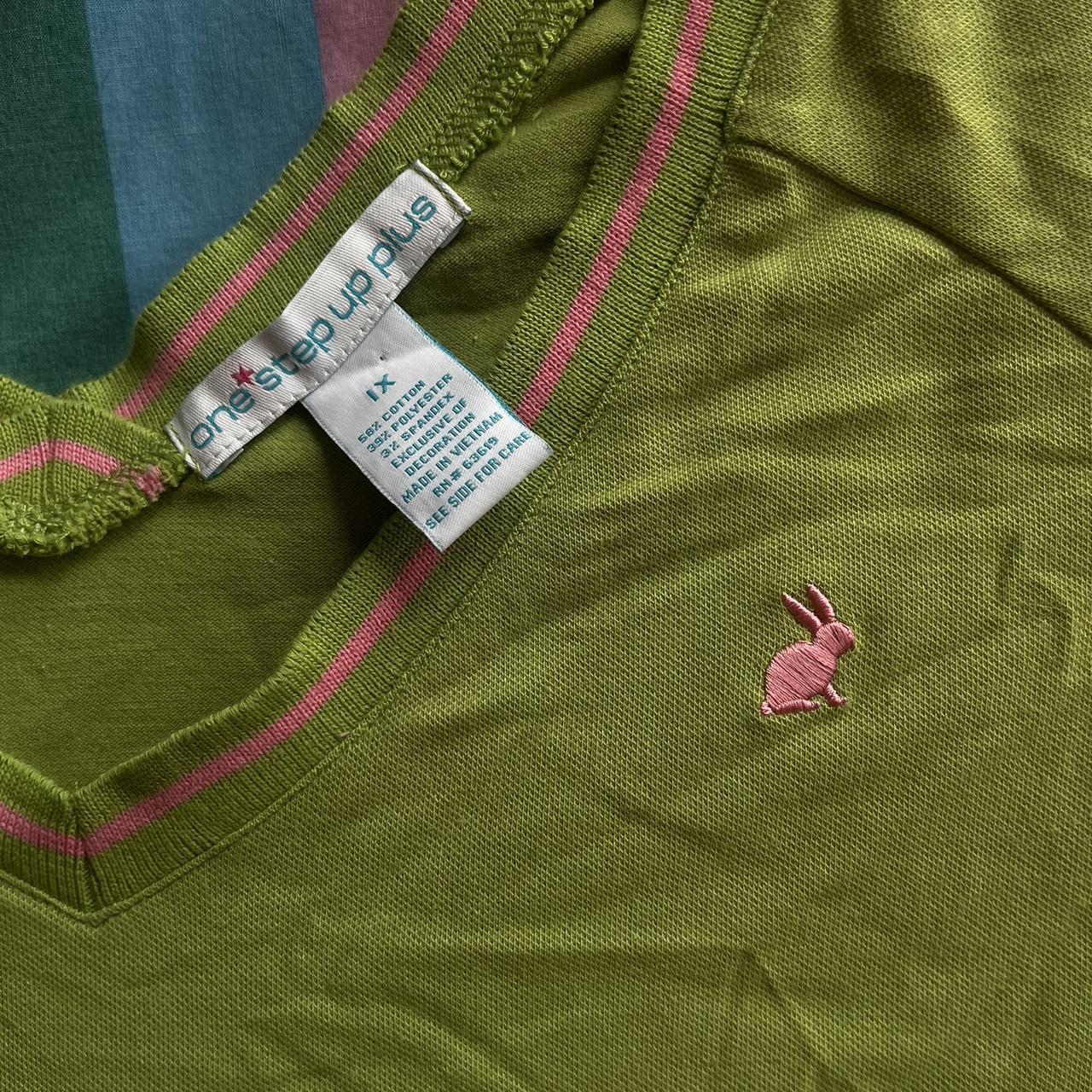 One Step Up Women's Green and Pink Shirt | Depop