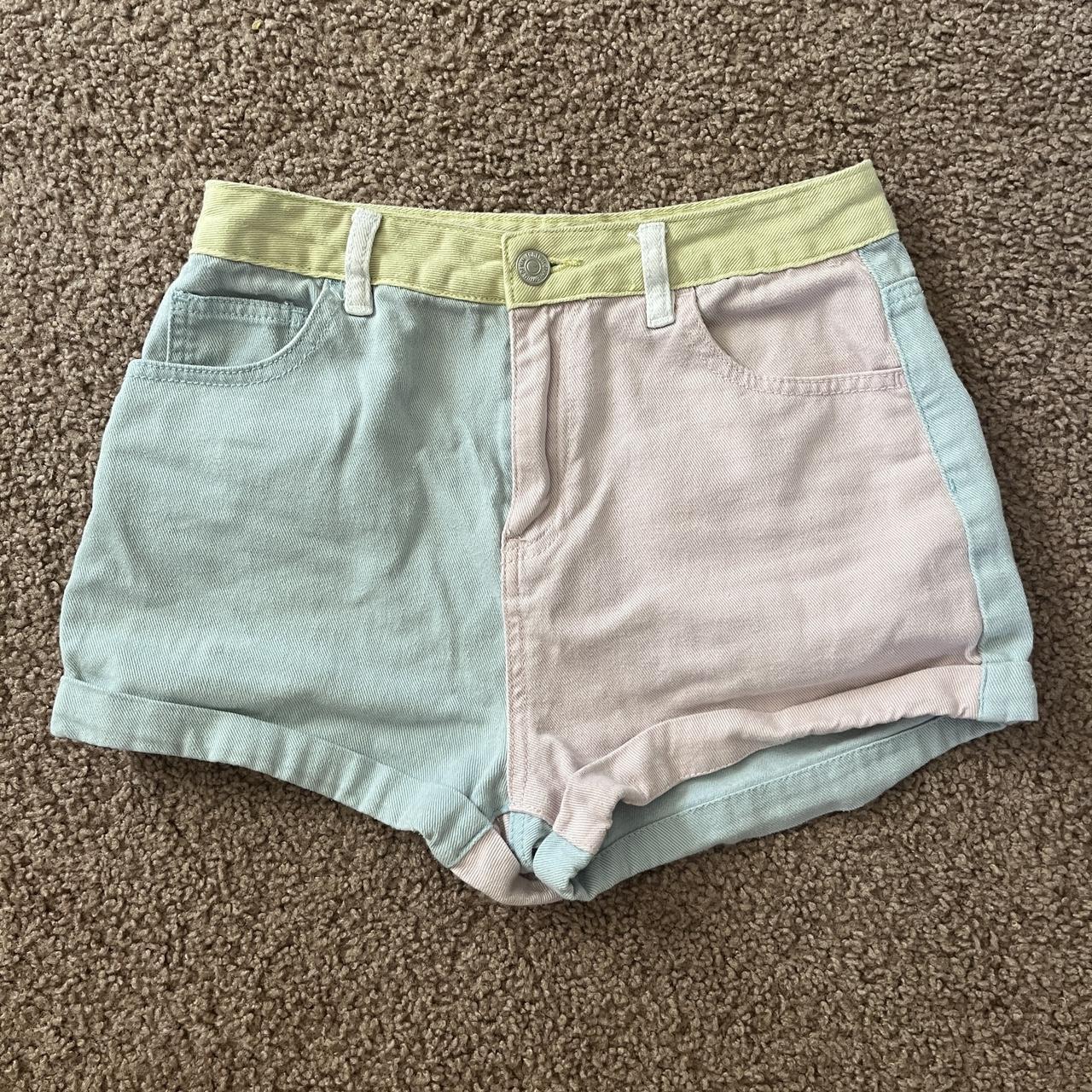 Pastel colorblock high waisted cotton shorts! These... - Depop