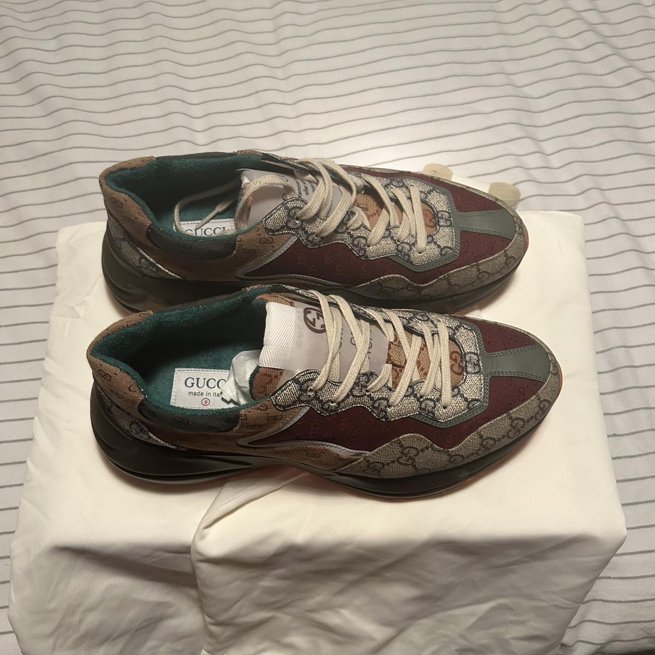 GUCCI Men's GG Rhyton Sneaker In Brick Red Original... - Depop