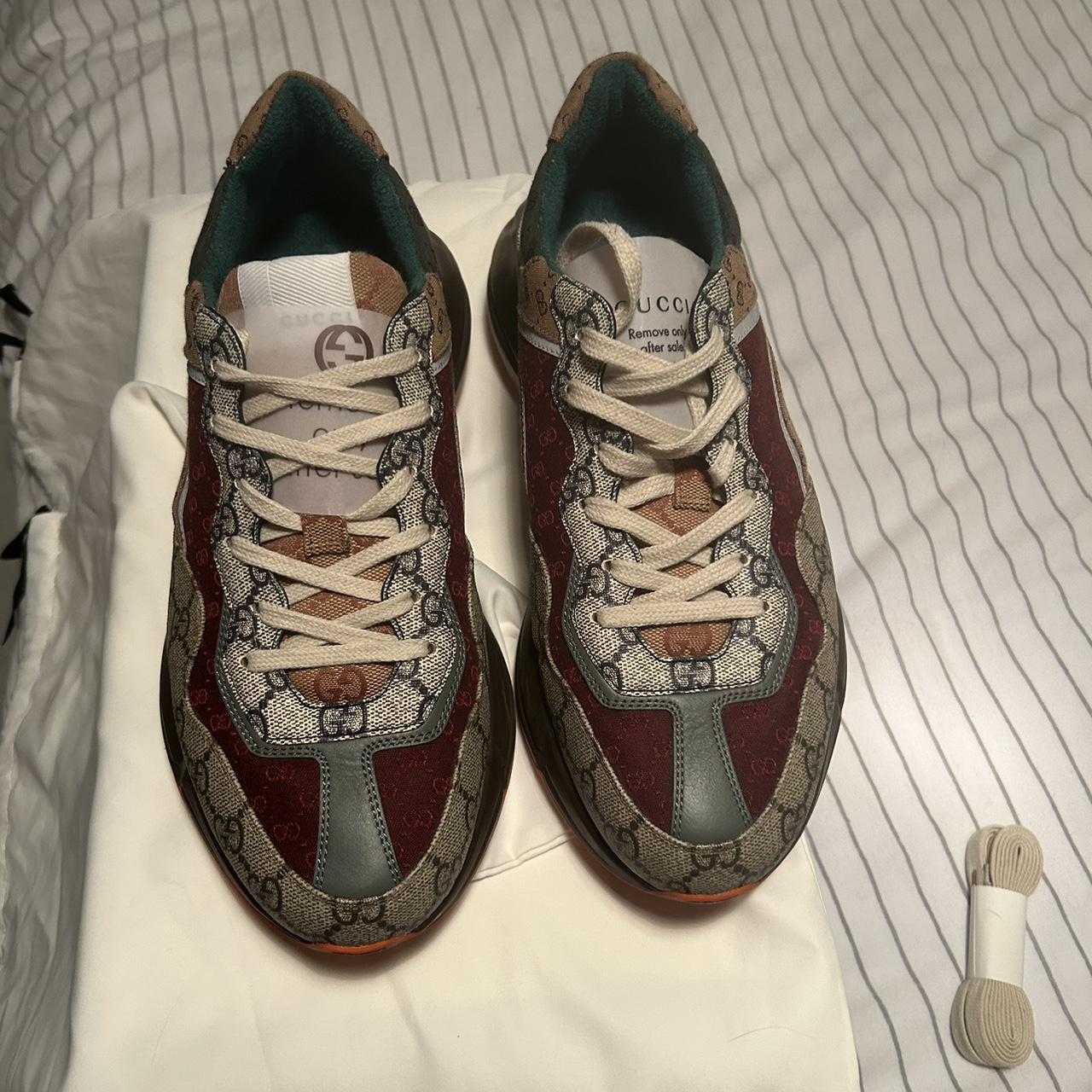 GUCCI Men's GG Rhyton Sneaker In Brick Red Original... - Depop