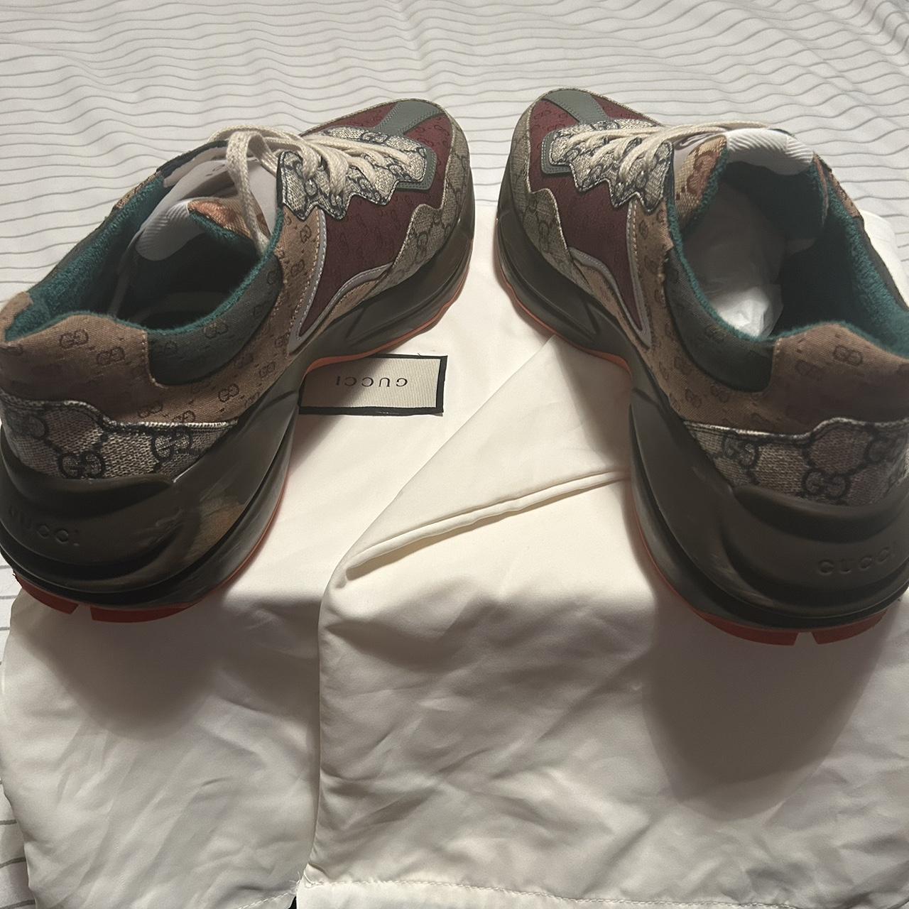 GUCCI Men's GG Rhyton Sneaker In Brick Red Original... - Depop