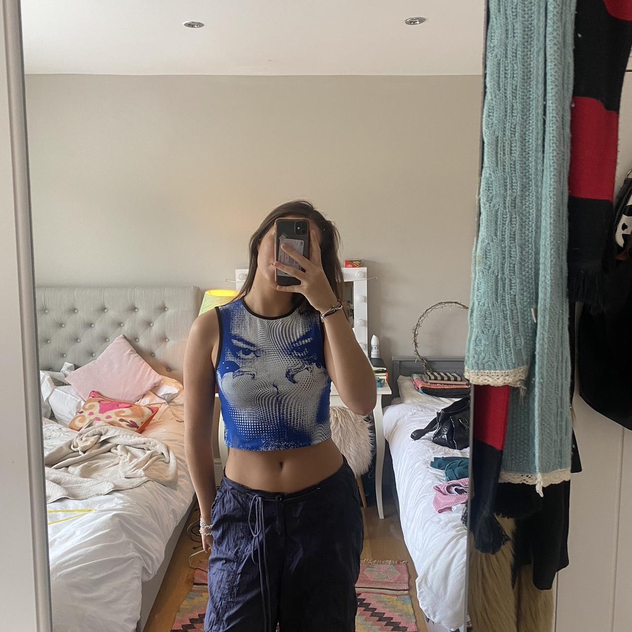 Jaded blue and white graphic tank Jaded blue tank... - Depop