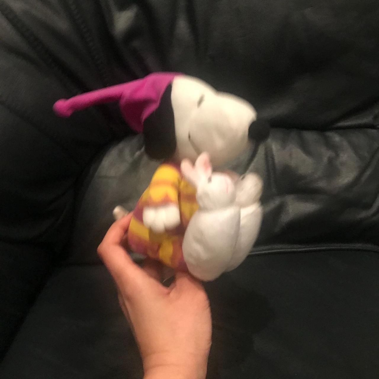 Peanuts Snoopy Wearing Purple Hat Yellow Outfit... - Depop