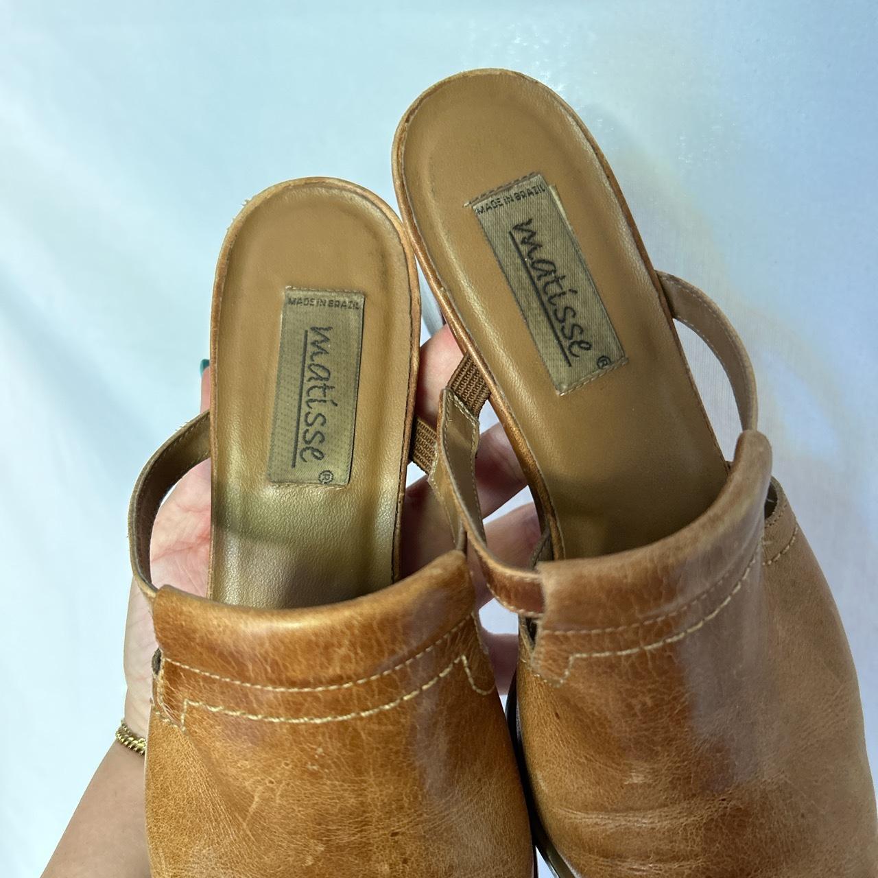 Brown leather mules made in Brazil🤎 Size 9 2.5” heel - Depop