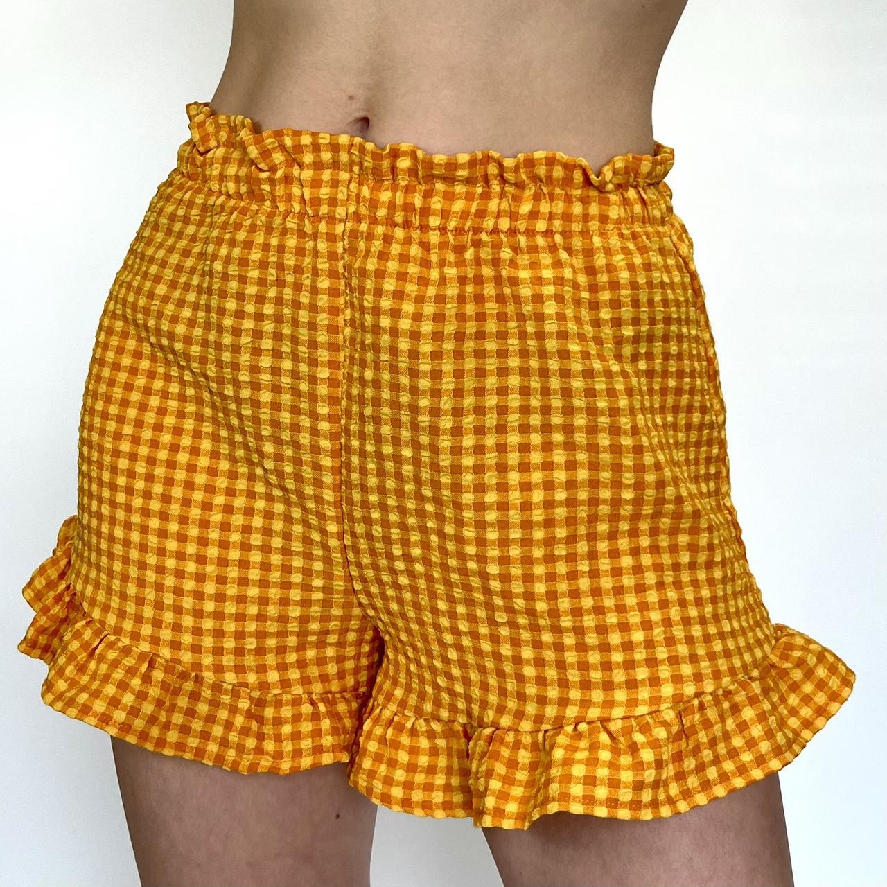 NL Orange Gingham Ruffled Bloomer Shorts. These are... - Depop
