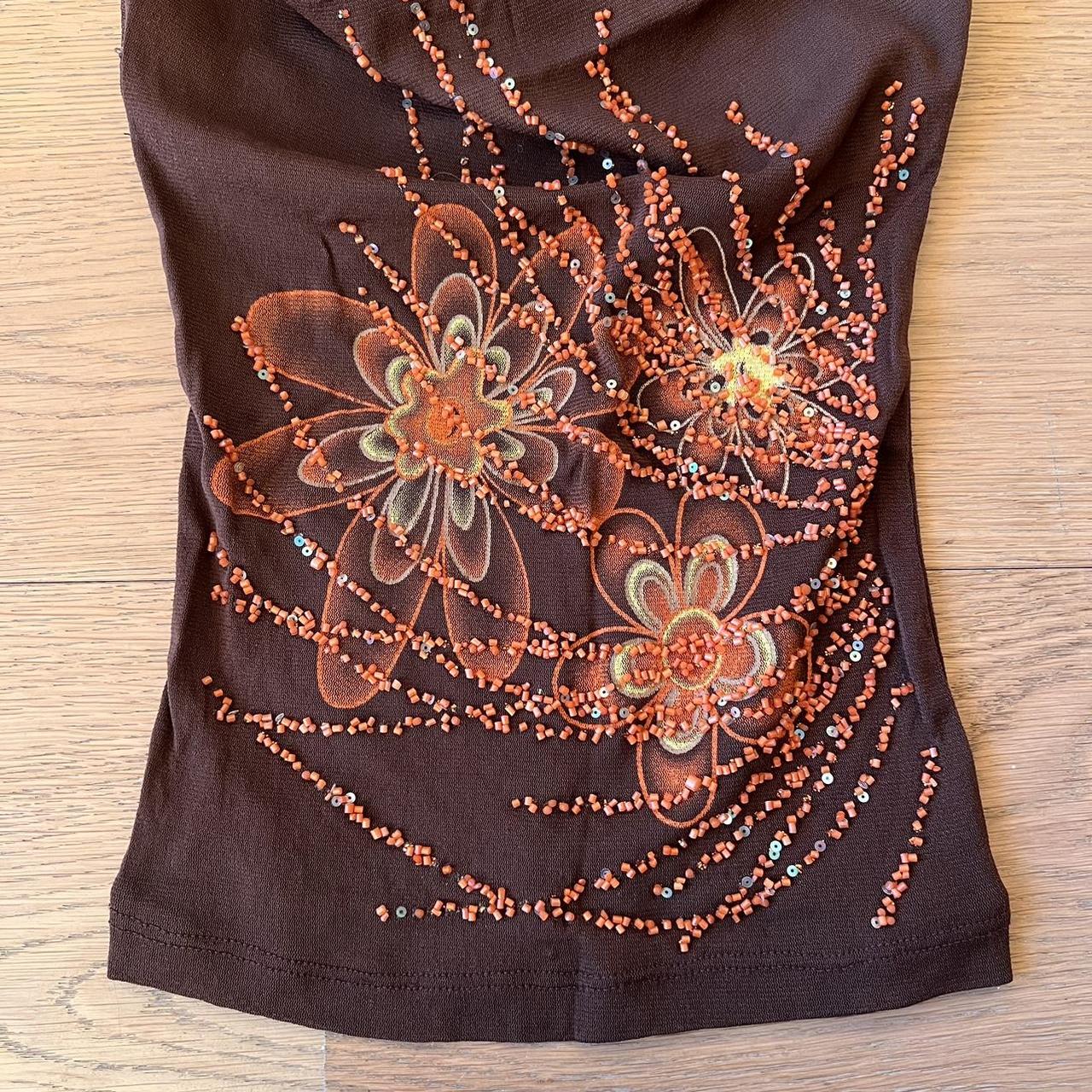 vintage y2k mesh top with most beautiful detailing ~... - Depop