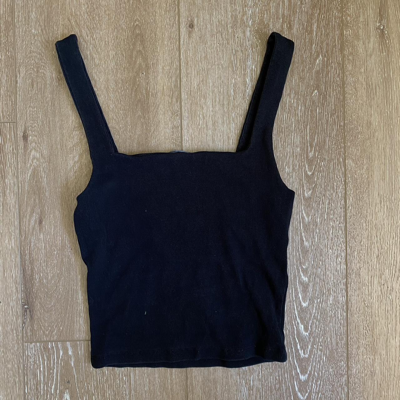Black Zara square neck crop top - Depop