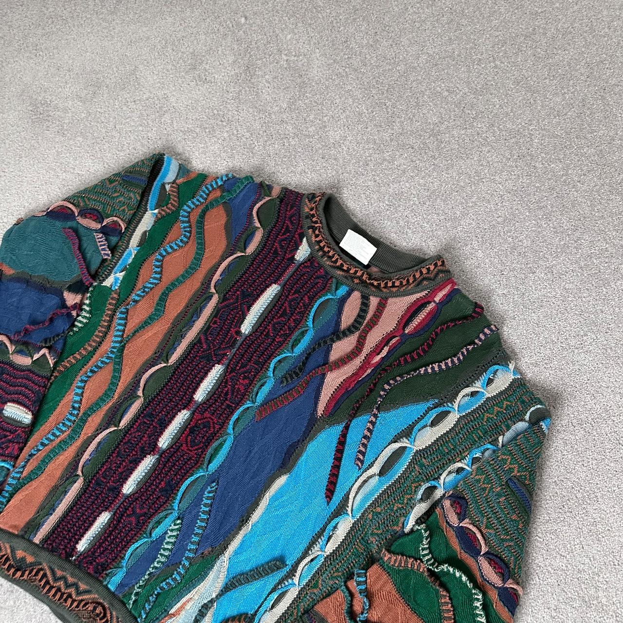 Vintage Coogi abstract pattern cable textured knit... - Depop