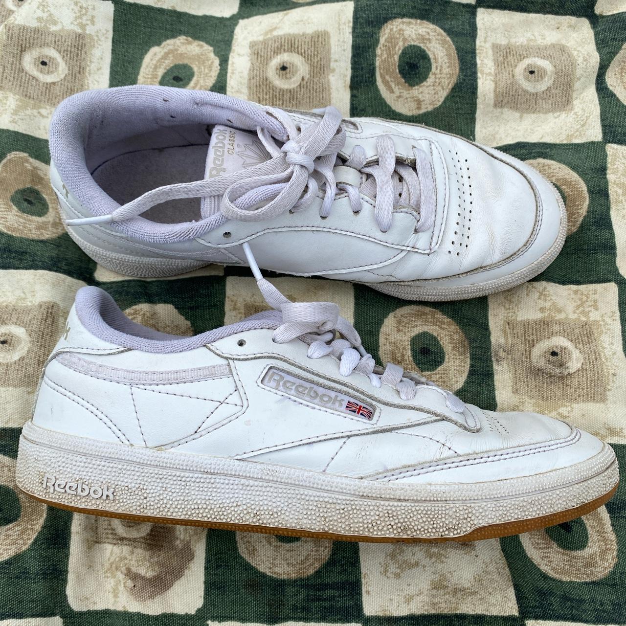 White Reebok classic trainers, size 5, worn... - Depop