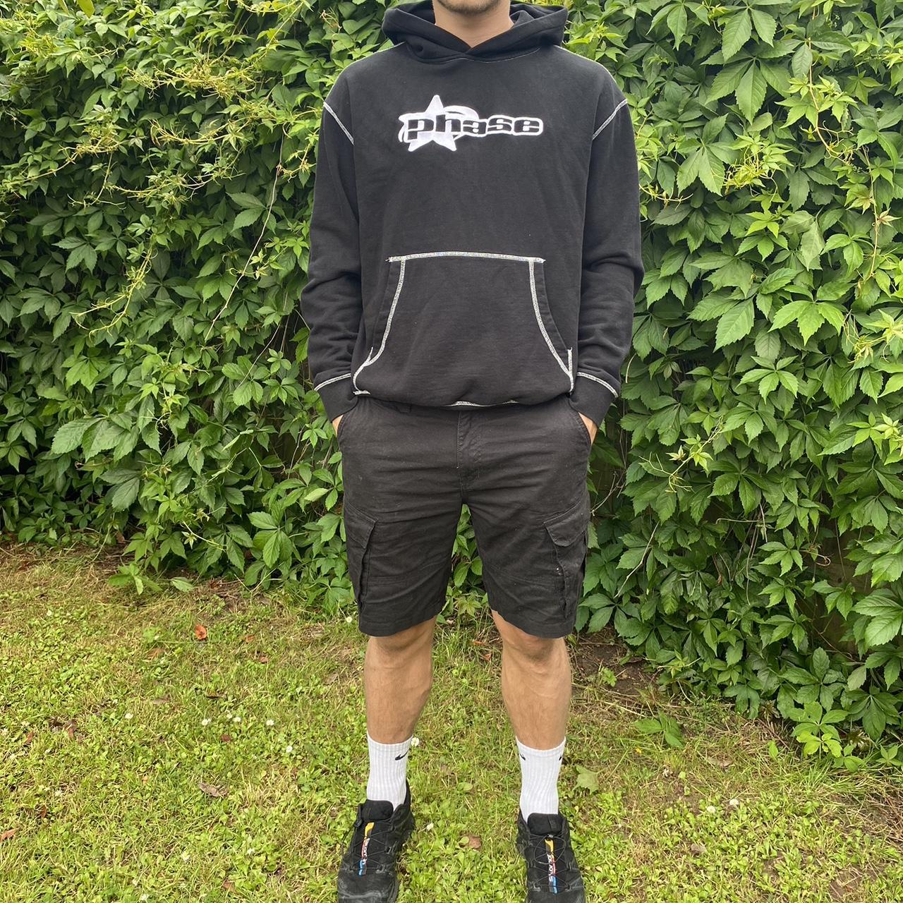 black phase london contrast stitch hoodie size men’s... - Depop
