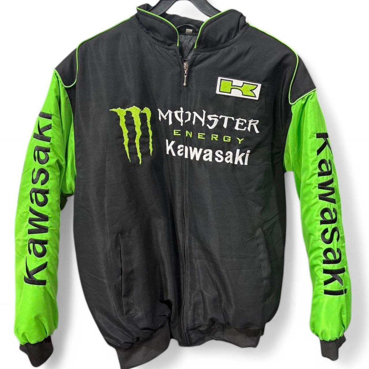 Kawasaki Monster Energy Jacket - black and green... | Depop