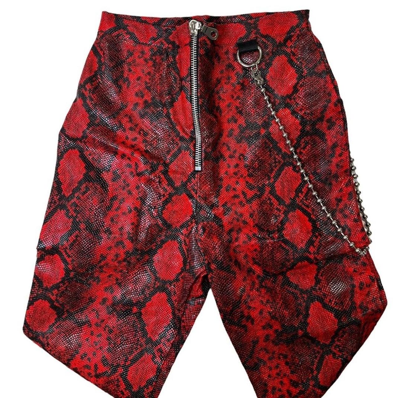 The Ragged Priest High Waisted Snakeskin Pants Red... - Depop