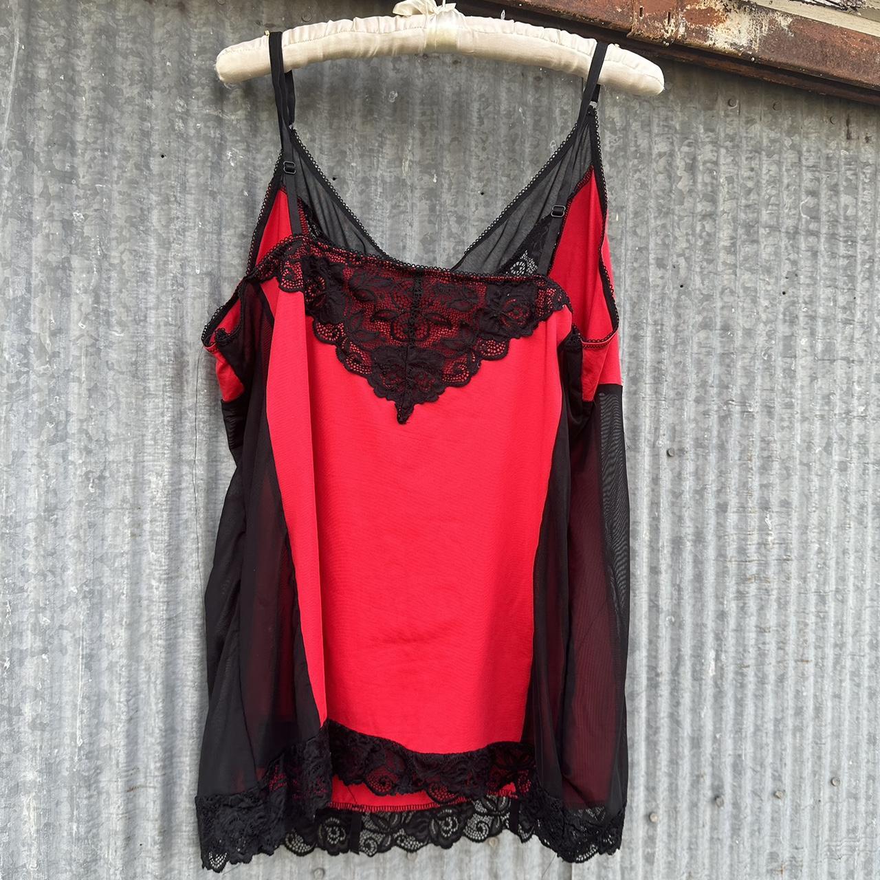 This is a beautiful Black Lace and Red camisole!... - Depop