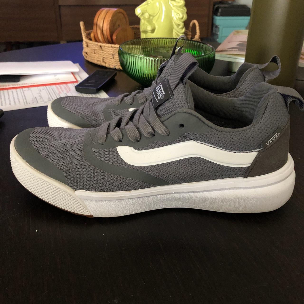 Vans Women's Grey and White Trainers | Depop
