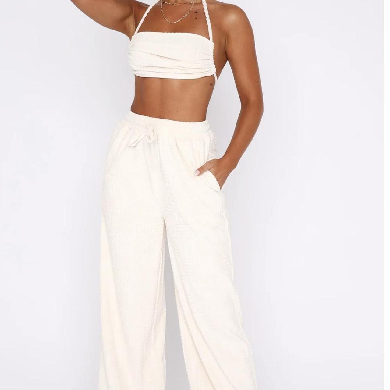 Once again terry white fox set in cream. Textured... - Depop