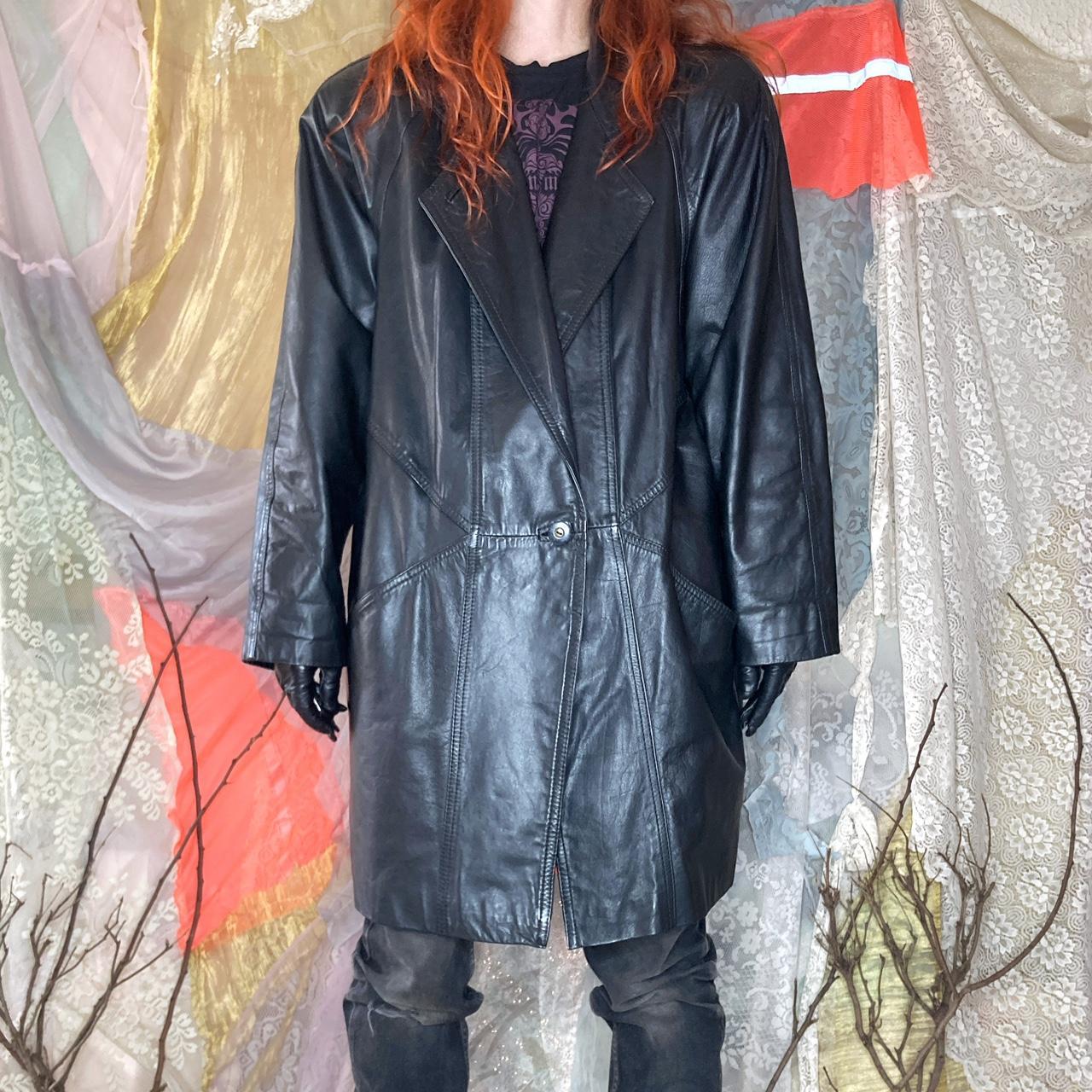 vintage black genuine jacket with big front pockets... - Depop