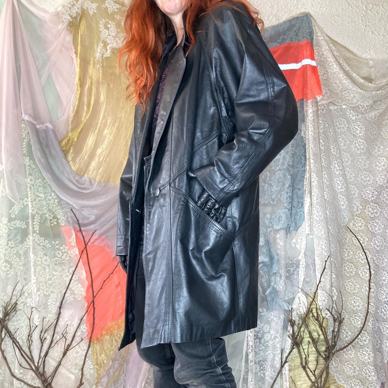 vintage black genuine jacket with big front pockets... - Depop