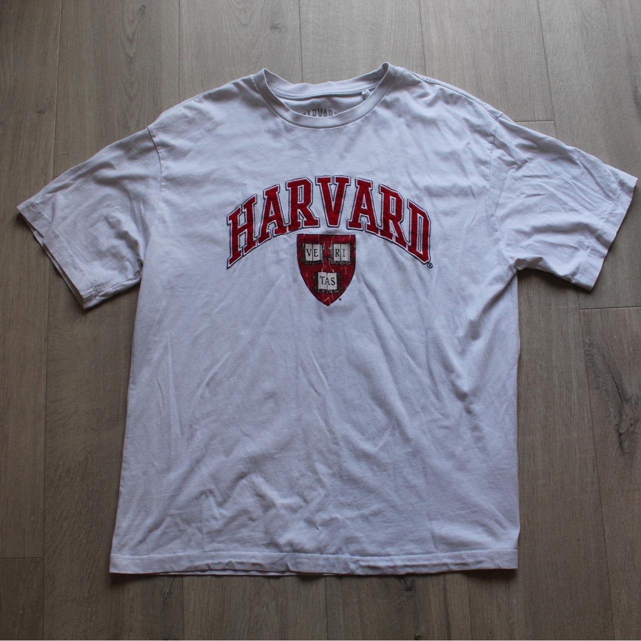 Vintage Harvard graphic T-shirt. worn with cracks... - Depop