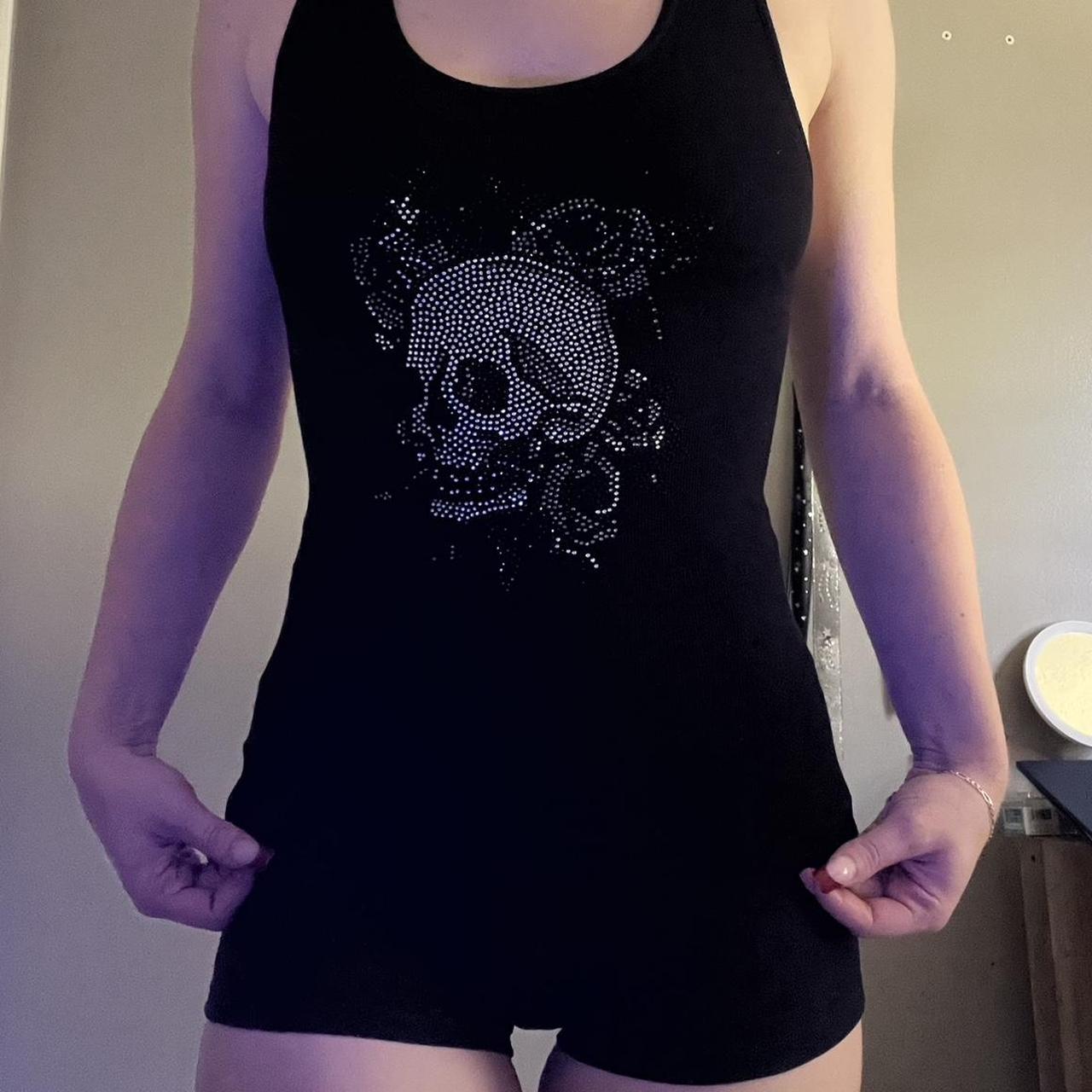 adorable ed hardy tank w rhinestone decal 🖤 one size... - Depop