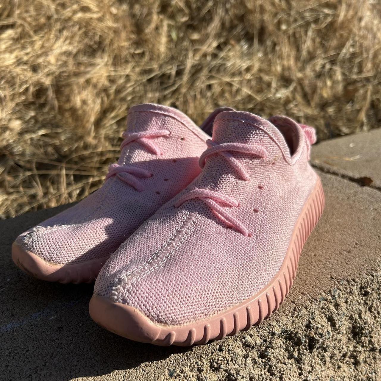 Pink Yeezy Boost size 8. In good wearable condition... - Depop