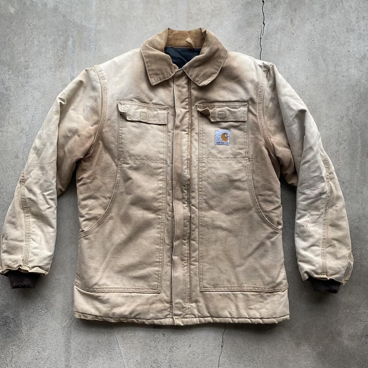 Carhartt Men's Cream and Khaki Jacket | Depop
