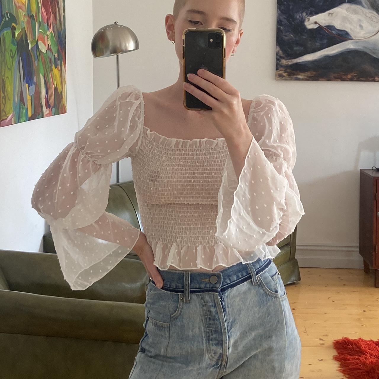 Flowy white top - can be worn on or off shoulders as... - Depop