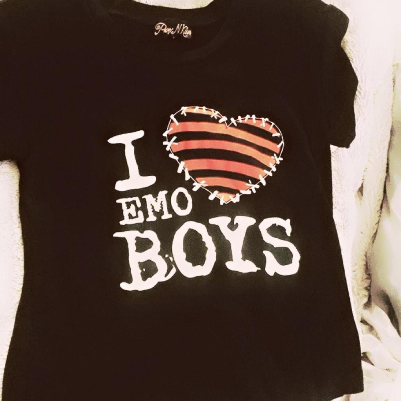 Punxnkisses I ️ emo boys baby tee size L I love... - Depop