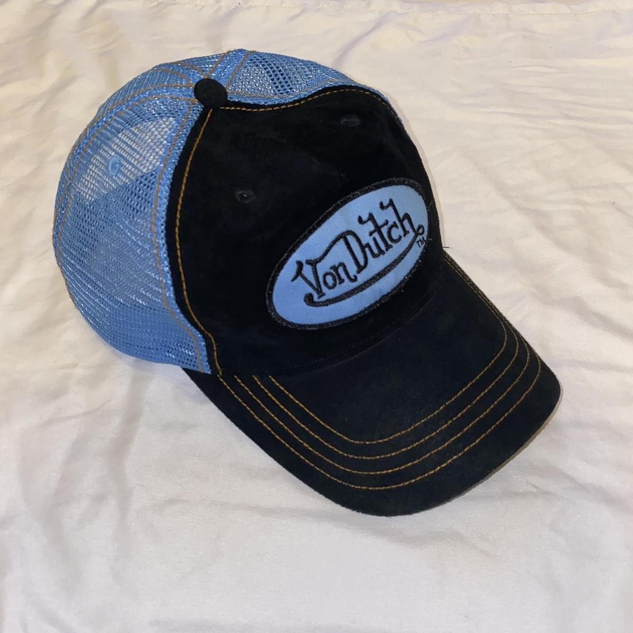 Von Dutch Men's Black and Blue Hat | Depop
