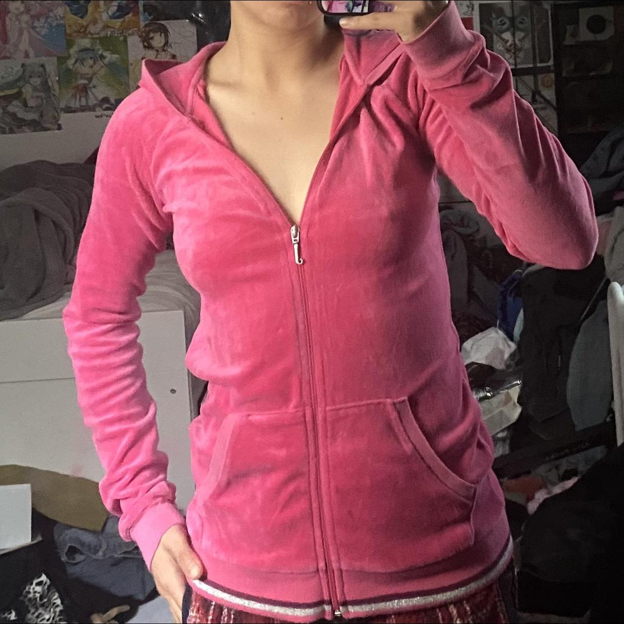 hot pink vintage juicy couture velour zip-up, “I 💙... - Depop
