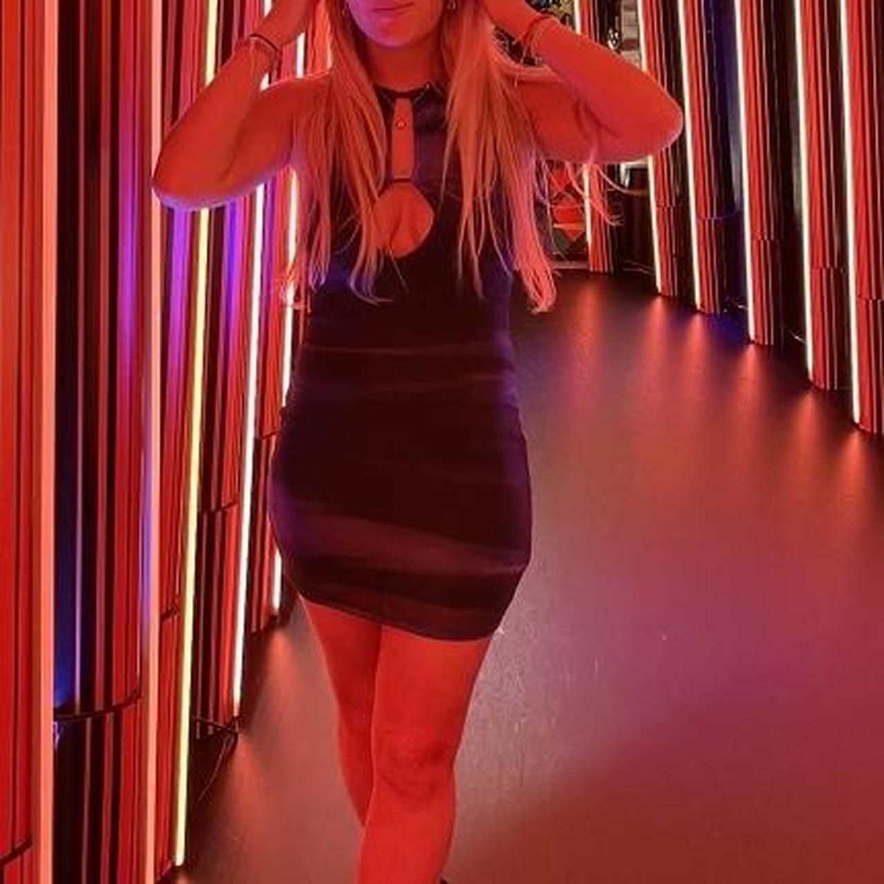 Motel Women's Purple and Blue Dress | Depop