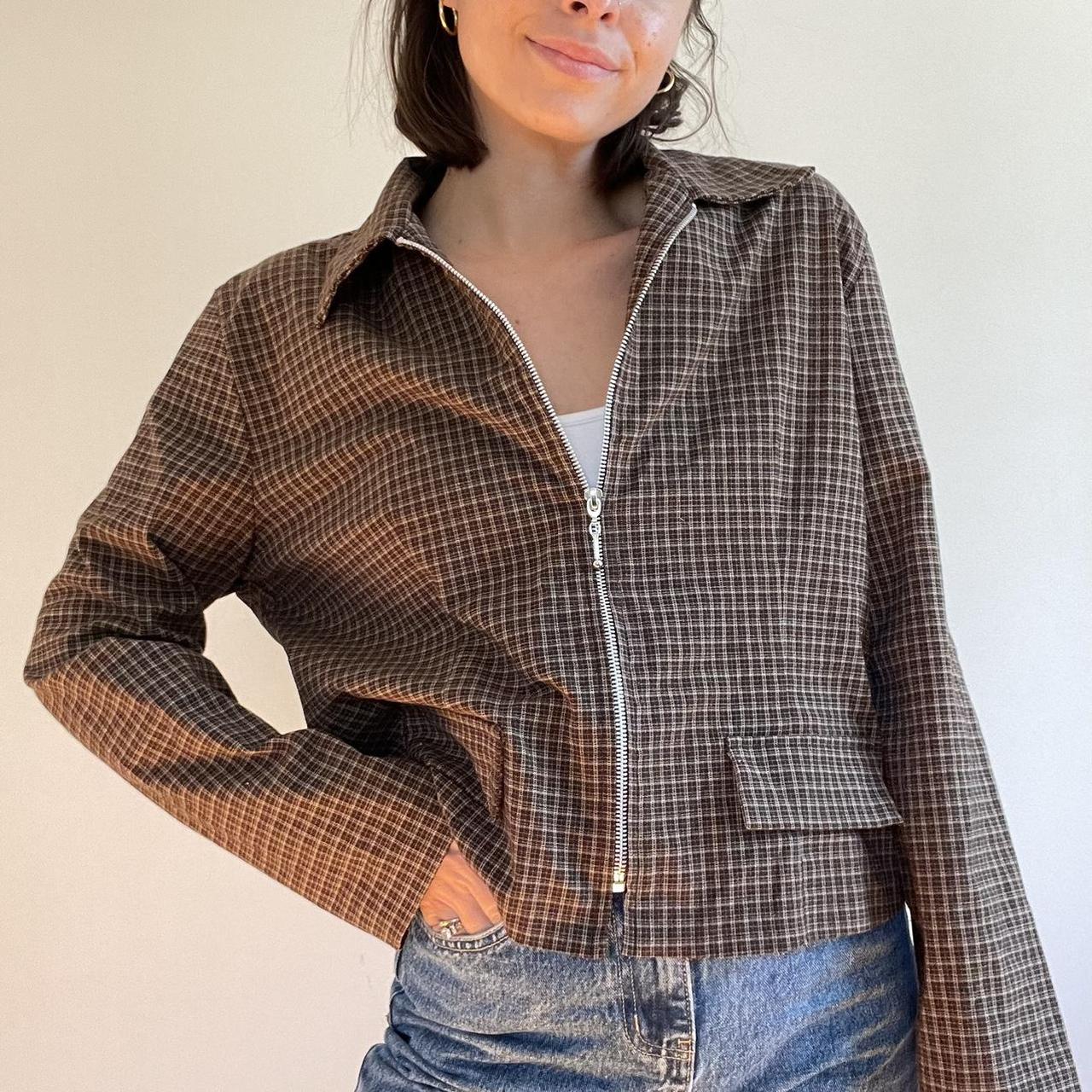 LIGHTWEIGHT PLAID JACKET so cute. can be worn as a... - Depop