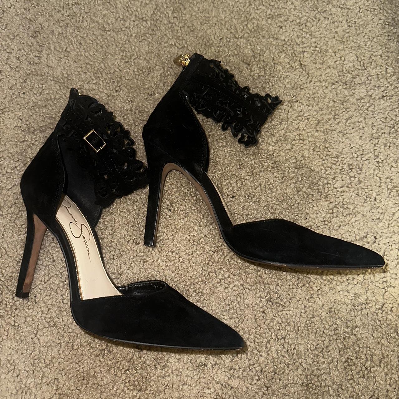 Jessica Simpson lace black heel 🖤🖤 Pointed toe suede... | Depop