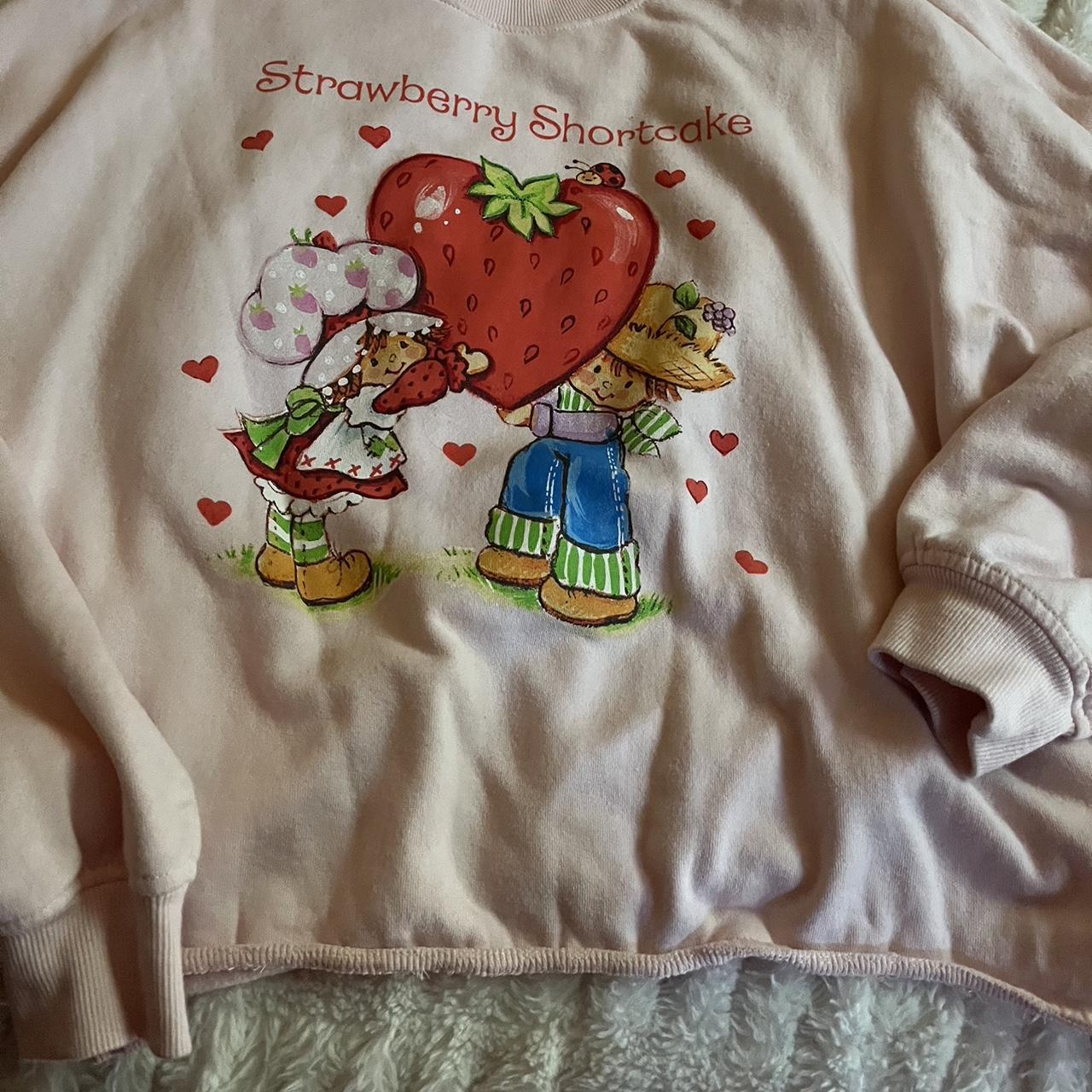 adorable strawberry shortcake crewneck cropped at... - Depop