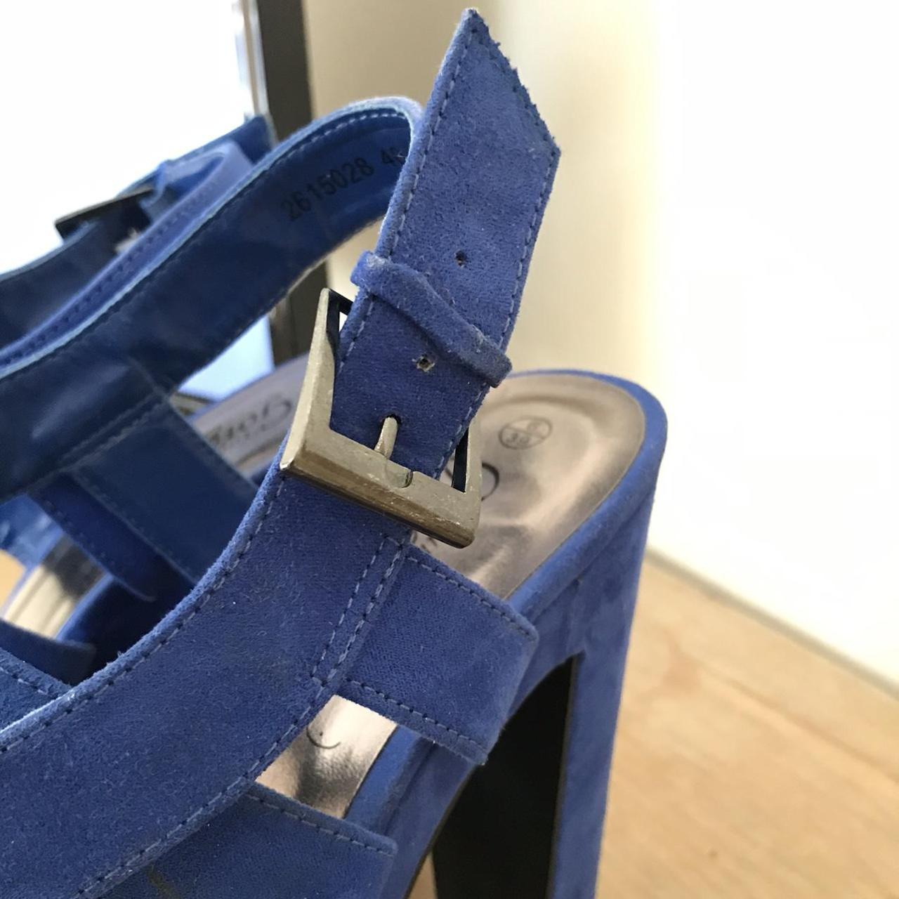 Cobalt/royal blue, cross-strap, chunky heeled,... - Depop