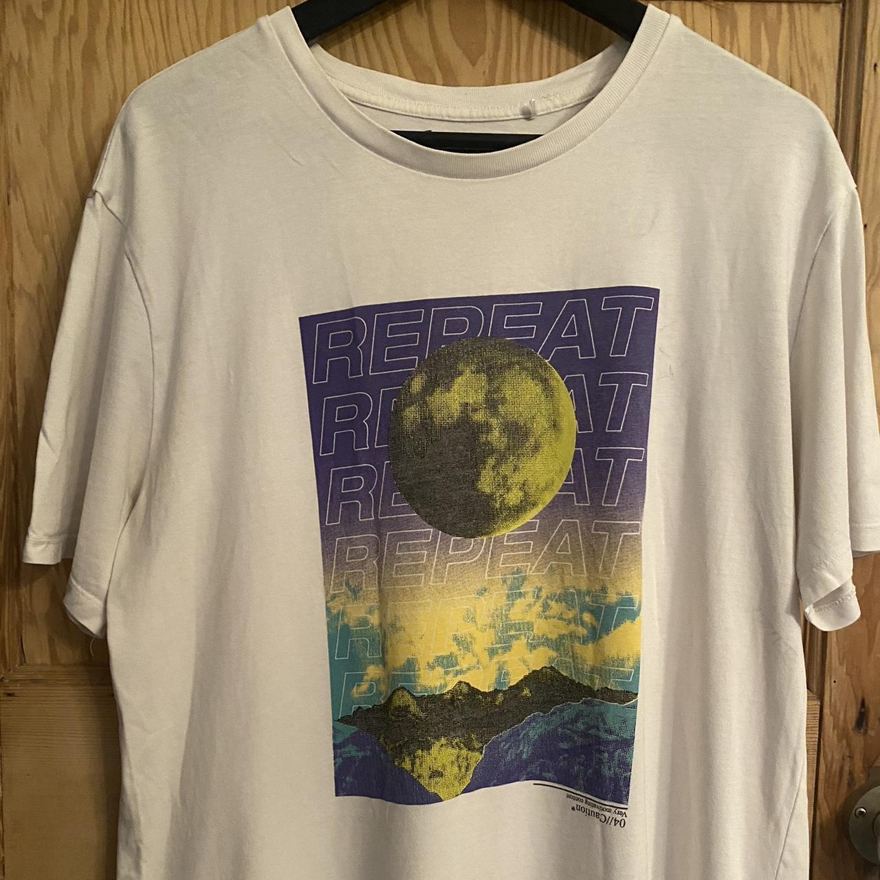 bershka ‘repeat’ graphic print tee size m,... - Depop