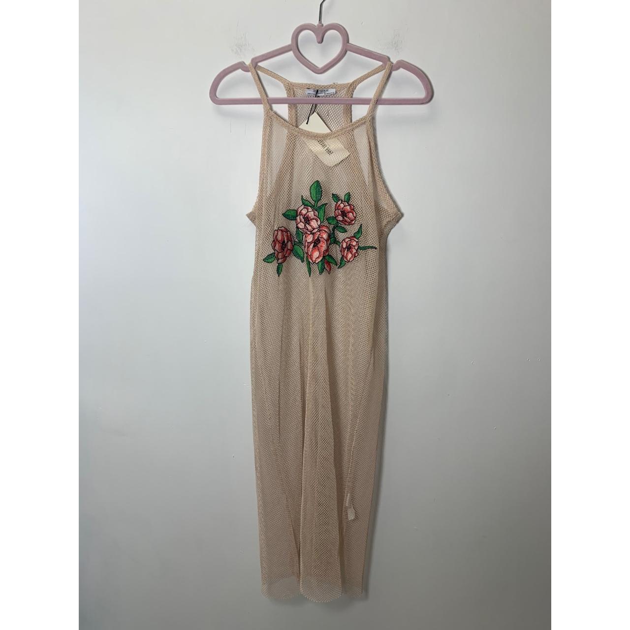 NWT ZARA mesh net dress size M embroidered... - Depop